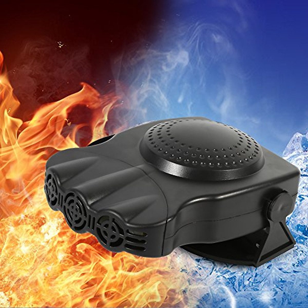 Portable 12V Car Auto Heating Cooling Fan, Car Vehicle Heater Fan Defroster Demister Winter with Rotary Holder (A - 3 Wide) (B)