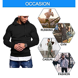 COOFANDY Men's Black Hoodies Sport Gym Hooded Active Athletic Pullover Casual Hooded