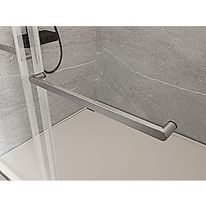 Jintop 72" W x 76" H Double Sliding Frameless Soft-Close Shower Door with Premium 3/8 Inch (10mm) Thick Tampered Glass,Bathroom Bathtub Doors W/ 4 Rollers and 2 Towel Bar Handles,Brushed Nickel