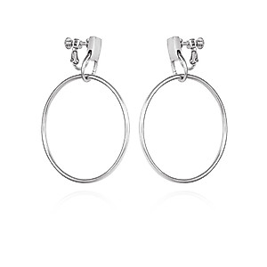 Vince Camuto Silver-Tone Clip On Dangle Hoop Earrings For Women