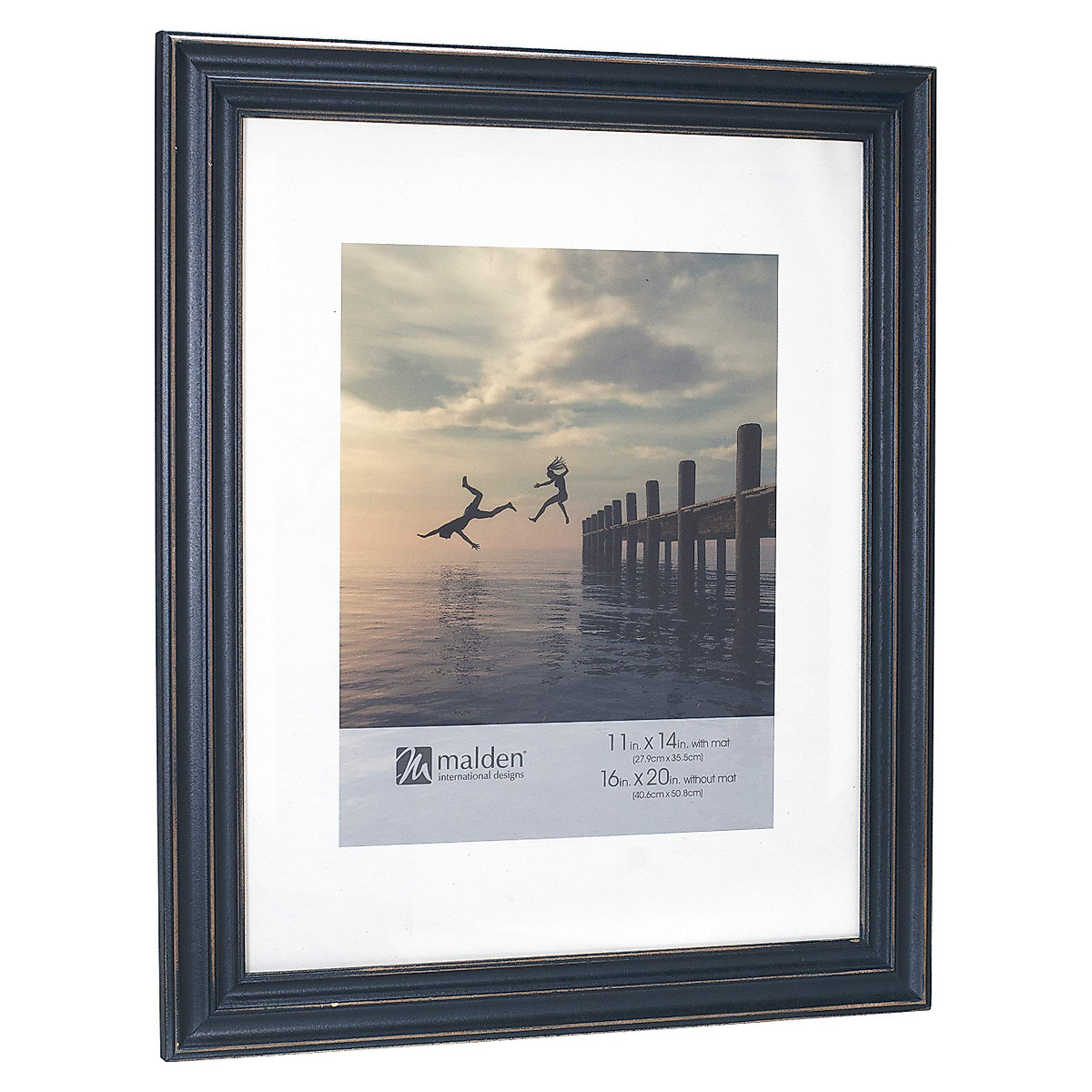 Malden International Designs 11x14 16x20 Rustic Blue Matted Picture Frame (2428-14)