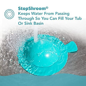 StopShroom STBLU232 Universal Stopper Plug Cover for Bathtub, Bathroom and Kitchen Drains, Aqua