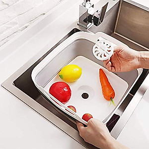 DUYKQEM Dish Basin Collapsible with Drain Plug Carry Handles for 9 L Capacity, Collapsible Sink Tub, Dish Wash Basin, Portable Dish Tub, Foldable Dishpan for Camping Dish Washing Tub and RV Sink