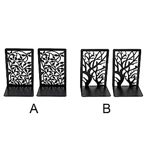 Book Ends, 1 Pair Metal Decorative Bookends for Shelves, Heavy Duty Book Shelf Holder Non Skid Book Stoppers, Modern Bookends for Home Office Desk and Bookshelves(Size:A)