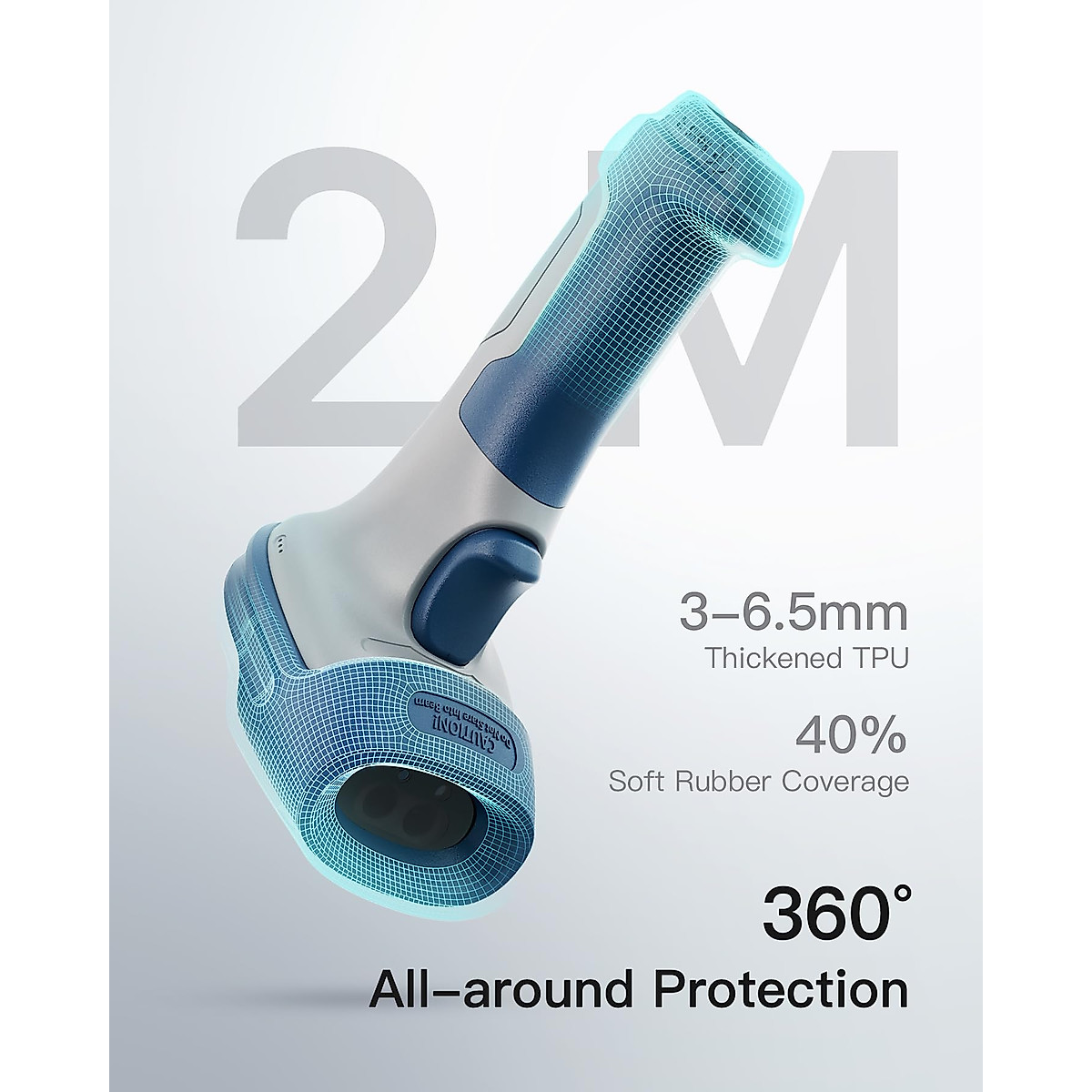 Inateck Bluetooth Barcode Scanner, 2D Wireless Barcode Scanner, Bluetooth 5.0 and 2.4Ghz Adapter, 3 in 1 Reader, Support GS1 Barcode, BCST-73 Blue White