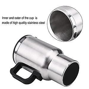 Car Heating Cup, 450ml Stainless Steel Electric in-car Travel Heating Cup Vehicle Heated Coffee Cup Mug Warmer for Heating Water Coffee and Tea by 12V Cigarette Lighter Plug
