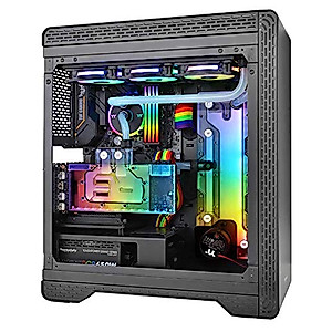 Thermaltake Pacific DP100-D5 Plus 360mm 200ml 16.8 Million Color RGB Alexa/Razer Chroma/5V Motherboard Syncable 6-Port G 1/4" Thread 5-Speed Adjustable D5 Pump Distro Plate Combo CL-W263-PL00SW-A