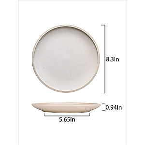 MDZF SWEET HOME 8.3-Inch Porcelain Dinner Plates Set, Pasta Serving Plates Matte Glaze Dessert Dishes - Set of 4