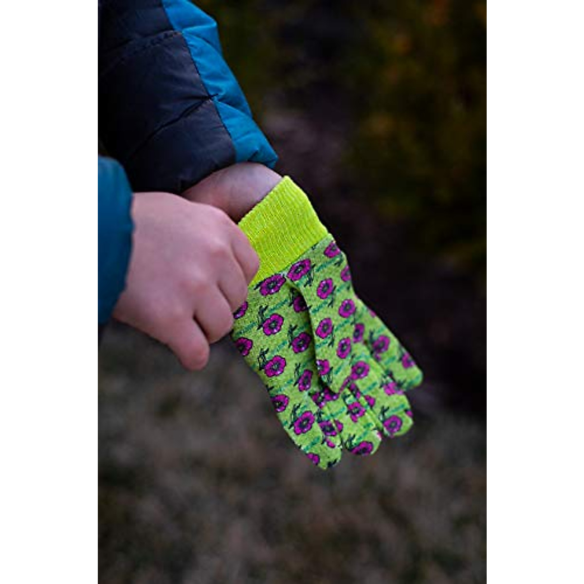 G & F Products 1823-3 JustForKids Soft Jersey Kids Garden Gloves, Kids Work Gloves, 3 Pairs Green/Red/Blue per Pack