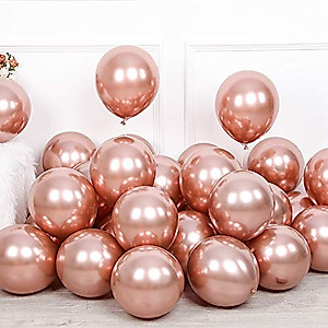 Rose Gold Balloon Arch Kit-126pcs Rose Gold Balloons Sand White Balloons Chrome Gold Balloons with Golden Leaf for Baby&Bridal Shower, Birthday Party, Wedding, Grad, Anniversary Party