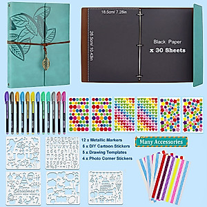 ZEEYUAN Scrapbooking Supplies Kits Leather Scrapbook Photo Album 8.5x11 inch Scrap Book 60 Pages, Leaf Pattern Photo Book Travelling Journal Scrapbook Family Scrapbook