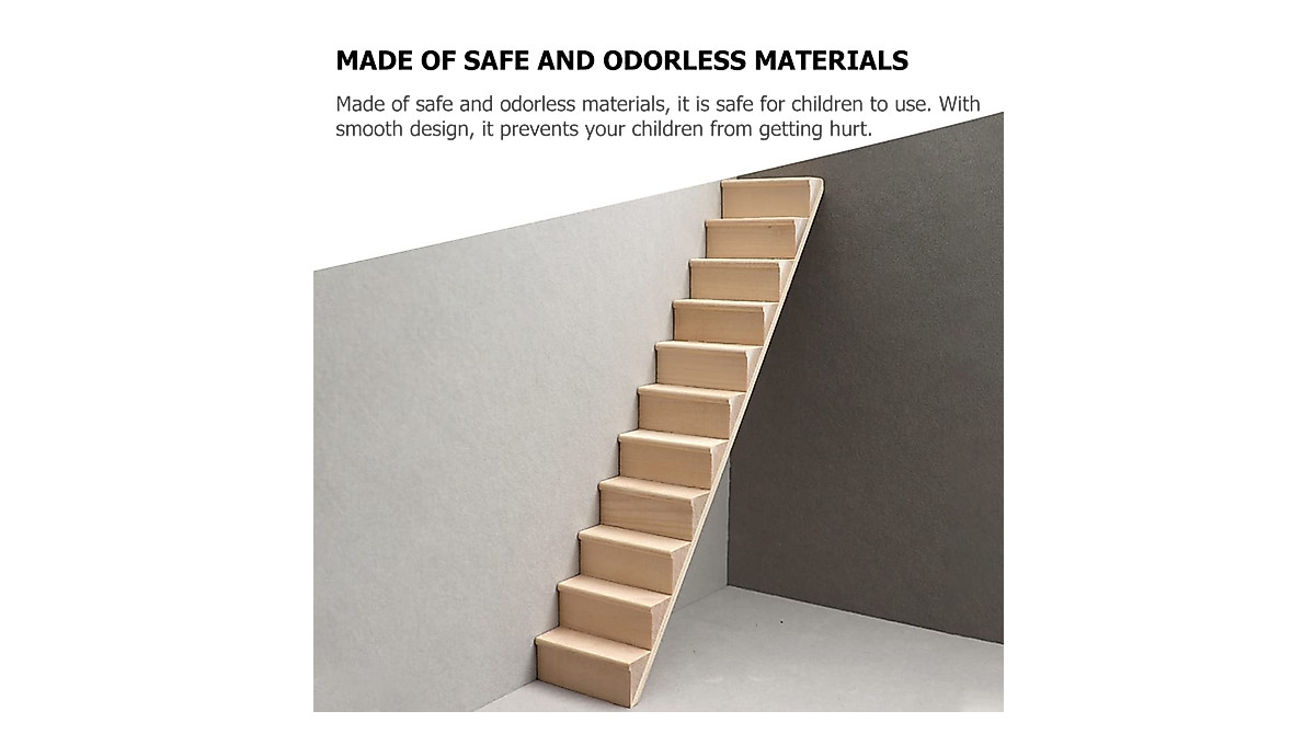 Toyvian Miniature Dollhouse Stairs - Realistic Wooden Model for DIY