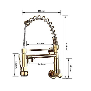 Kitchen Sink Faucet for Bar Farmhouse Commercial, Golden/Brushed Nickel/Chrome Spring Kitchen Faucet, Swivel Side Sprayer Dual Spout Kitchen Tap, 360 Rotation Kitchen Sink Cold Water Faucet (Color :