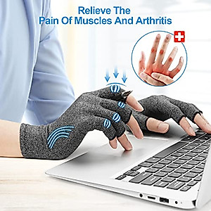 AOOWU Arthritis Gloves for Women Men, Arthritis Pain Relief Gloves Fingerless Gloves Hand Warmers Gloves Carpal Tunnel Rheumatiod Tendonitis Fingerless Hand Thumb Compression Gloves Mother Gifts-S