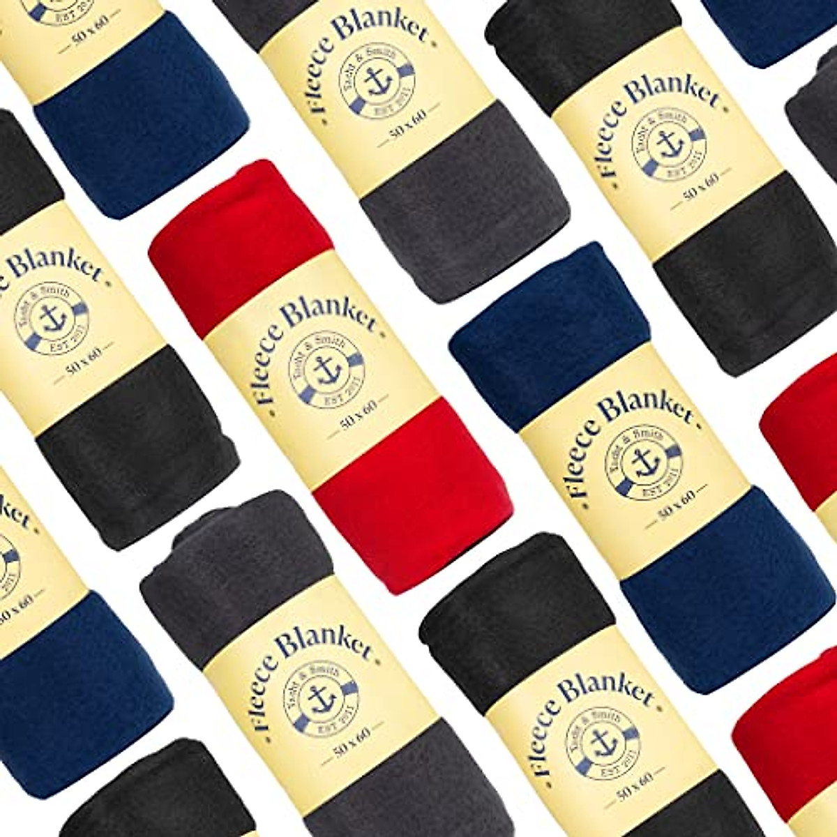 YACHT & SMITH Soft Fleece Blankets 50 X 60, Lightweight, Cozy Warm Throws Dark Colorful Blanket Sofa Travel Outdoor, Wholesale