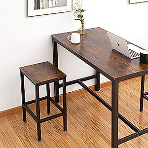 Coral Flower Set of 2 Bar Chairs, Kitchen Breakfast Bar Stools with Footrest, Industrial in Living Room, Party Room, Rustic Brown