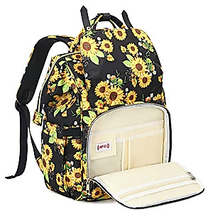NOHCLIE Belt Laptop Backpack,15.6 inches College School Bags with USB Charging Port,Casual Daypack Bookbag for Women (Sunflower)