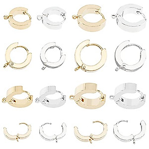 arricraft 16 Pcs 2 Colors Huggie Hoop Earrings Findings, Stainless Steel Leverback Earwires Findings with Open Loop Rings Earrings Components for DIY Earrings Jewelry Making