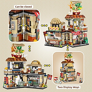 QLT Street View Noodle Shop Mini Building Blocks, MOC Creative Building Toys Model Set for Girls 7-9 Years Old, 870 PCS Simulation Architecture Construction Toy, Gift Idea for Kids Adults