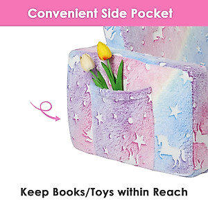 Kids Sofa Glow in The Dark Toddler Chairs Extra Wide 2 in 1 Fold Out Flip Open Baby Convertible Sofa to Lounger,2 Seats Soft Comfy Glowing Foldable Children Armchairs Kids Girls Boys Sofa Bed