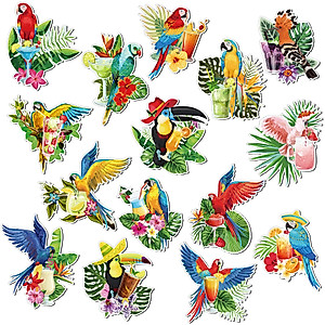 Hoteam 15 Pcs Parrot Cocktail Cruise Door Magnets Hawaii Tropical Magnetic Refrigerator Decoration Car Magnets Fridge Decal Decorative Fridge Stickers Door Protector for Mailbox