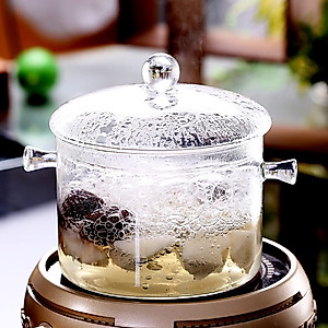 Glass Cooking Pot - 1.7L/57oz Glass Saucepan Heat-Resistant Borosilicate Glass Handmade Cookware Set stovetop Pot - Safe for Pasta Noodle, Soup, Milk, Tea,salad(1.7L/57oz)