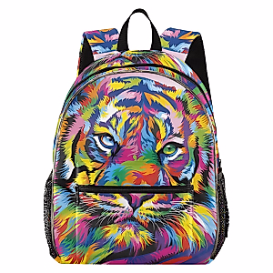 Tiger Animal Color Backpack for Teen Girls Boys,Elementary Kids School Bookbag with LED Lights 2021587 One Size