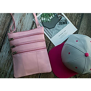 INGEAR Genuine Cow Hide Leather Crossbody Bags for Women Clutch Purses for Women Satchel Bags for Womens Crossbody Purse (Rose Gold)