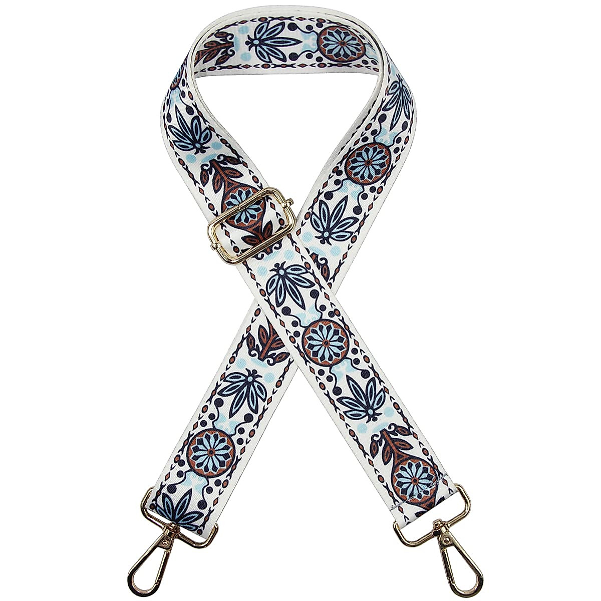 Duwi Wide Purse Strap Jacquard Guitar Style Strap Multicolor Canvas Adjustable Crossbody Bag Strap(no,white,dark pattern)