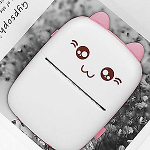 Naroote Mini Photo Printer, Plastic Material Photo Printer for Wireless High Resolution with Cute Appearance for Classroom for Learn(Pink)