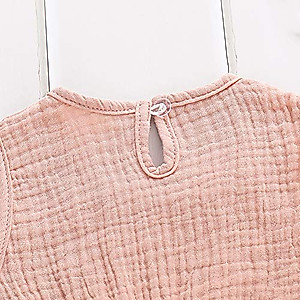 Yoawdats Newborn Baby Girl Romper Cotton Linen Bodysuits Ruffle Sleeve Summer Jumpsuit Outfits Clothes (0-6 Months, Y Pink)