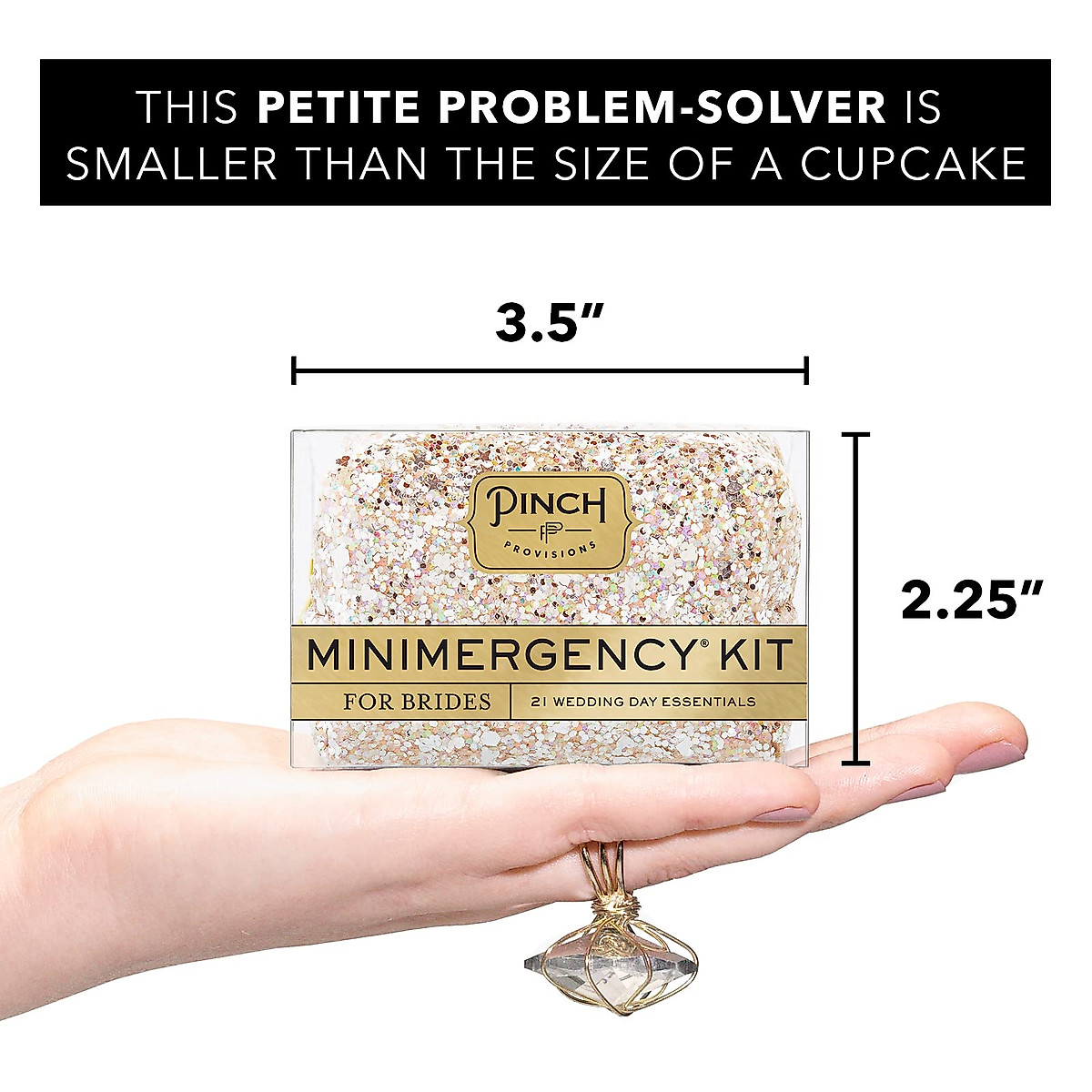 Pinch Provisions Minimergency Kit for Brides, Pink Diamond, Includes 21 Must-Have Emergency Essential Items for Your Big Wedding Day, Compact, Multi-Functional Zipper Pouch, Perfect Survival Kit Gift