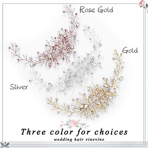 Unicra Bride Flower Wedding Hair Vine Crystal Bridal Hair Piece Rhinestone Party Hair Accessories Leaf Jewelry Bead Headpiece for Women and Girls (Silver)