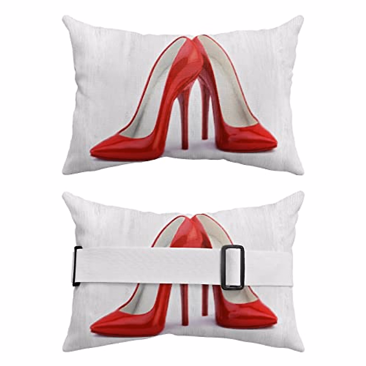 Outdoor Recliner Head Pillow,Red High Heels White Retro Wood Grain Headrest Pillow for Chaise Lounge Chair Lumbar Pillow with Insert,Watercolor Women's Shoes Waterproof Throw Pillow for Patio 2PC