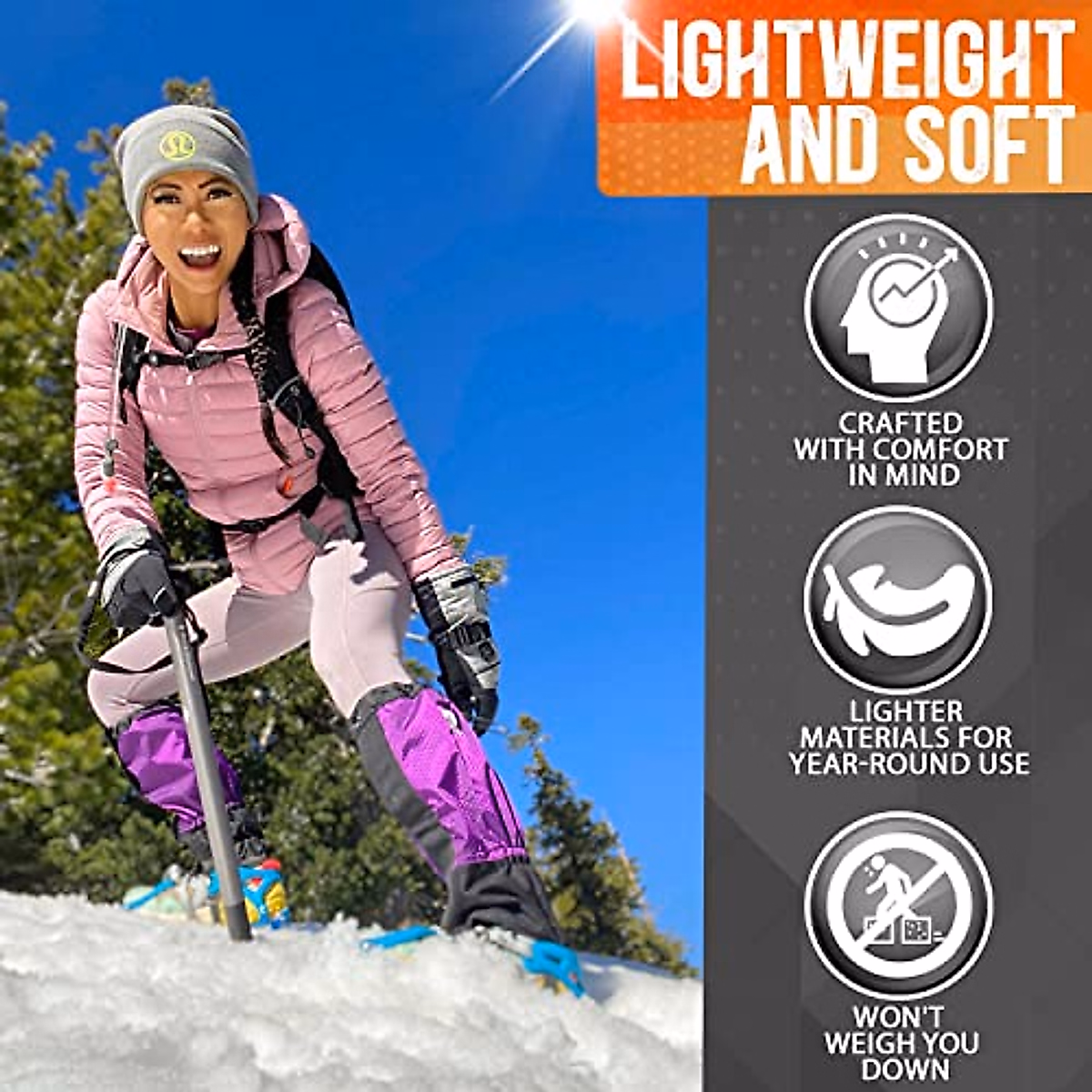 Pike Trail Leg and Ankle Gaiters for Men and Women - Waterproof Boot Covers - for Hiking, Research Field Trips, Outdoor Trail Use, Snow and More - Adjustable Closures