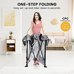 MEM Baby Playpen, Foldable Playpen for Babies and Toddlers, Indoor Outdoor Playpen Baby Activity Center with Zipper Gate, Pop Up Portable Playpen Play Yard for Baby, 49"x49", Grey