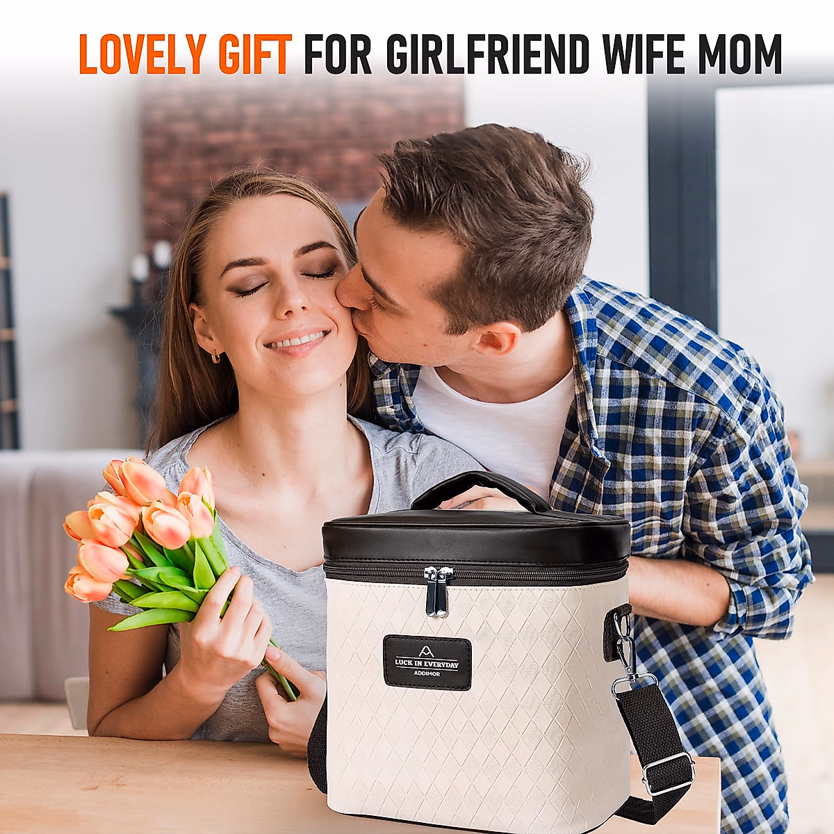 ADDIMOR Lunch Bag for Women Men - Cute Leather Luxurious Lunch Tote Bags Reusable Insulated Lunch Box Large Capacity Reusable Insulated Cooler for Work Picnic or Travel