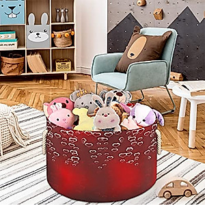 Valentines Day Love You Hearts Large Round Baskets for Storage Laundry Baskets with Handles Blanket Storage Basket for Bathroom Shelves Bins for Organizing Nursery Hamper Girl Boy