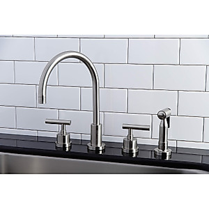 Kingston Brass KS8728CMLBS Manhattan Widespread Kitchen Faucet, Brushed Nickel