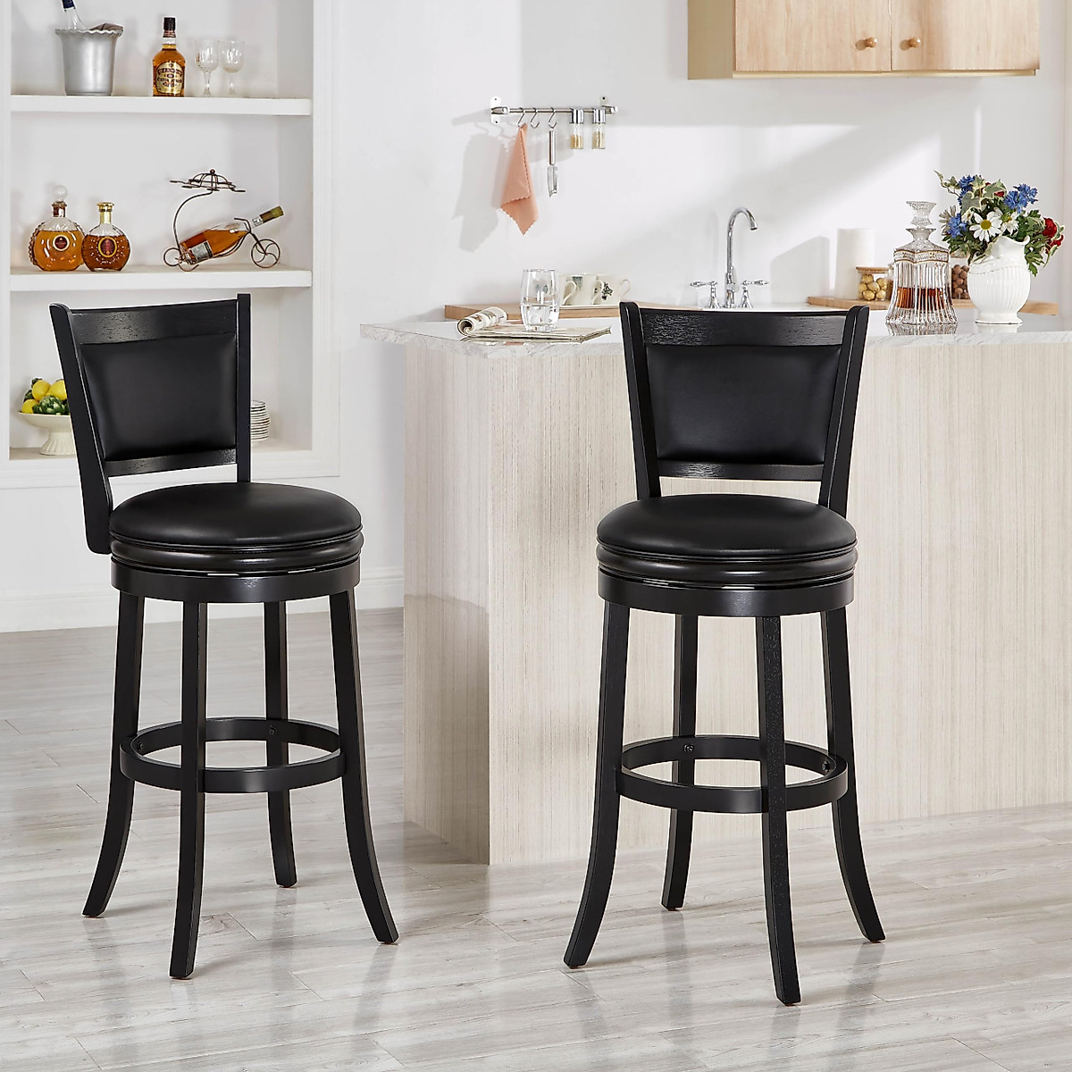 Ball & Cast Swivel Pub Height Barstool 29 Inch Seat Height Black Set of 1
