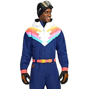 Tipsy Elves Men's Blue and White Santa Fe Shredder Ski Suit from Size X-Large