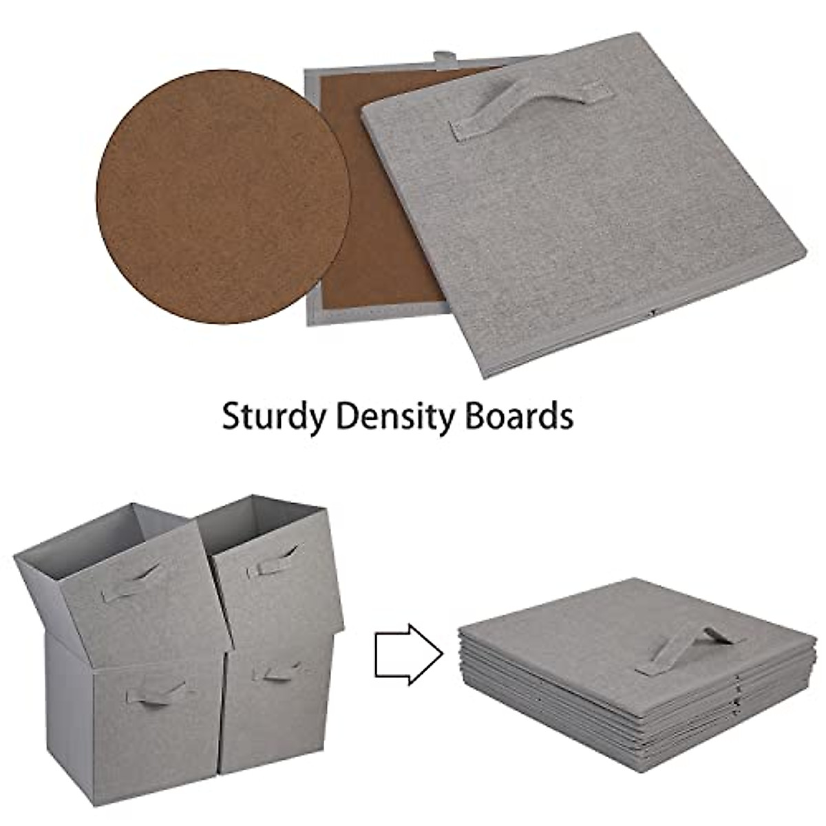 BOMKEE Collapsible Storage Bins, Closet Organizers and Storage Cubes Clothings and Toys Storage Baskets with Handles (Set of 4, 12*12*12inch)