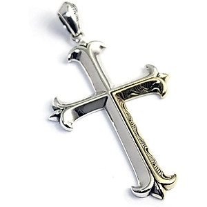 COSUMOSU 2.75inch 925 Sterling Silver Large Cross Pendant for men
