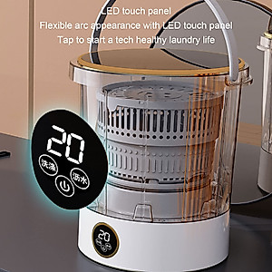 Dpofirs Mini Washing Machine, 6L Capacity Portable Laundry Washer, Blue Lighting Washing, No More Splashing, Home Washer for Camping Apartments Dorms College Rooms (US Plug)