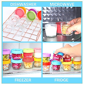 OYSIR Glass Baby Food Storage Containers,12 Pcs,4 oz Baby Jars with Lids, Reusable Small Glass Baby Food Containers for Infant & Baby, Freezer, Microwave/Dishwasher Safe