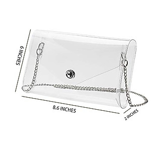 Vorspack Clear Purse Gift for Women Stadium Approved Clear Crossbody Bag Cute for Sports Concert Prom Party Present with Removable & Detachable Chain - Clear(Silver Chain)