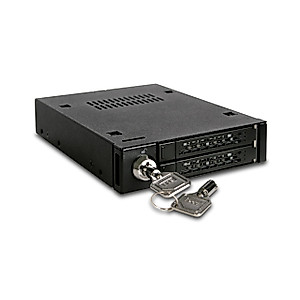 ICY DOCK Full Metal 2 Bay 2.5” SATA/SAS HDD & SSD Mobile Rack for External 3.5" Drive Bay | ToughArmor MB992SK-B