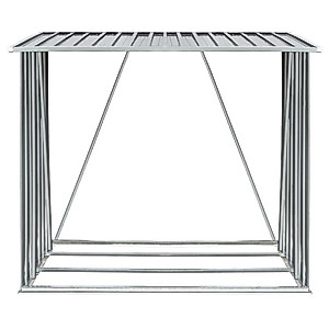 vidaXL Firewood Rack, Log Holder with Roof, Log Storage, Firewood Stand for Outdoor Backyard Garden Patio Porch, Gray Galvanized Steel 64.2"