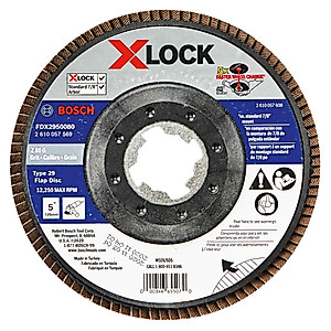 BOSCH FDX2950080 1-Piece 5 In. X-LOCK Flap Disc 80 Grit Compatible with 7/8 In. Arbor Type 29 for Applications in Metal Blending and Grinding