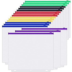 Antner 18PCS Binder Pockets Letter Size 3 Holes Binder Pouch Folders for 3-Ring Binder Loose Leaf Bags Waterproof PVC Document Filing Bags, 6 Colour